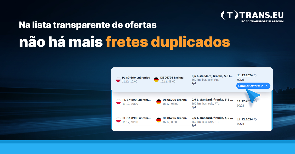 Lista transparente de ofertas. Não existem mais fragmentos duplicados. - Trans For Carriers